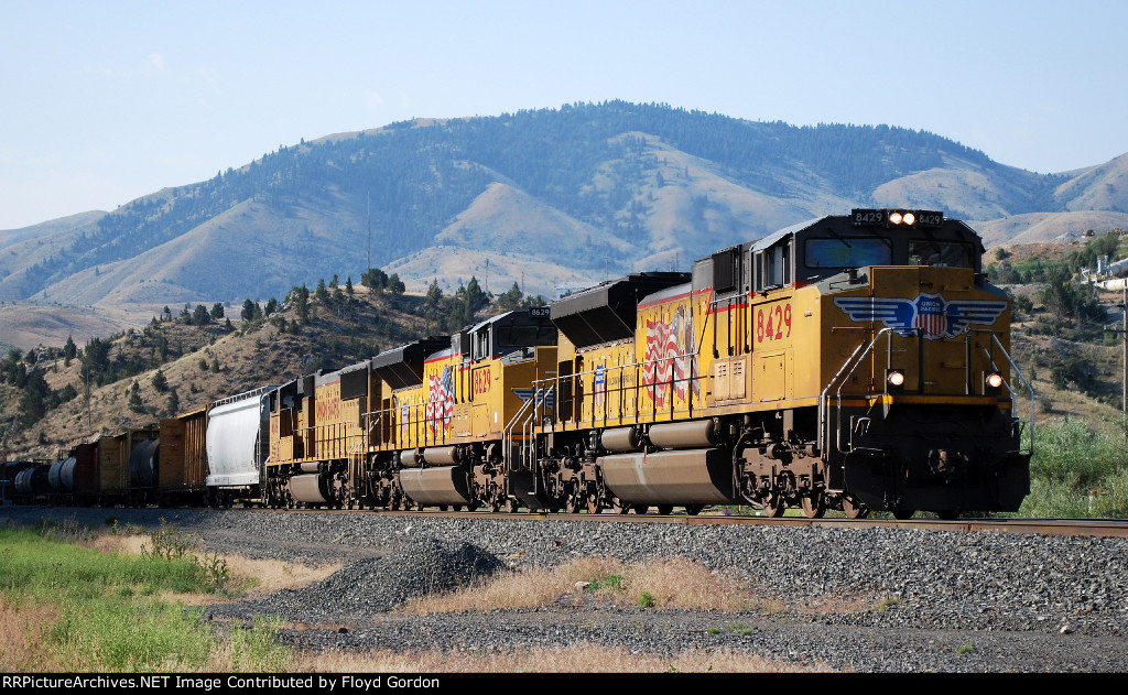 UP 8429 leads freight westward near Plano